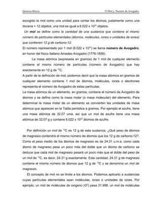 EL MOL Y EL NÚMERO DE AVOGADRO | DOC