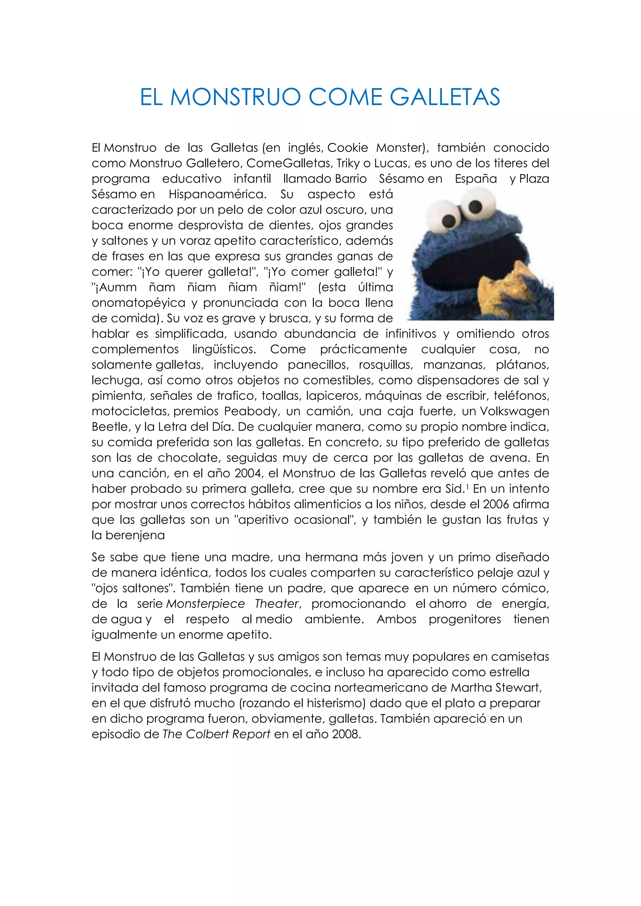 El monstruo come galletas | DOCX