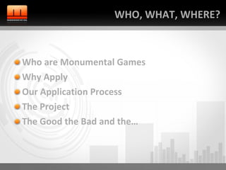 Ewan Lamont, Monumental Games, TSB Grant Case Study | PPT