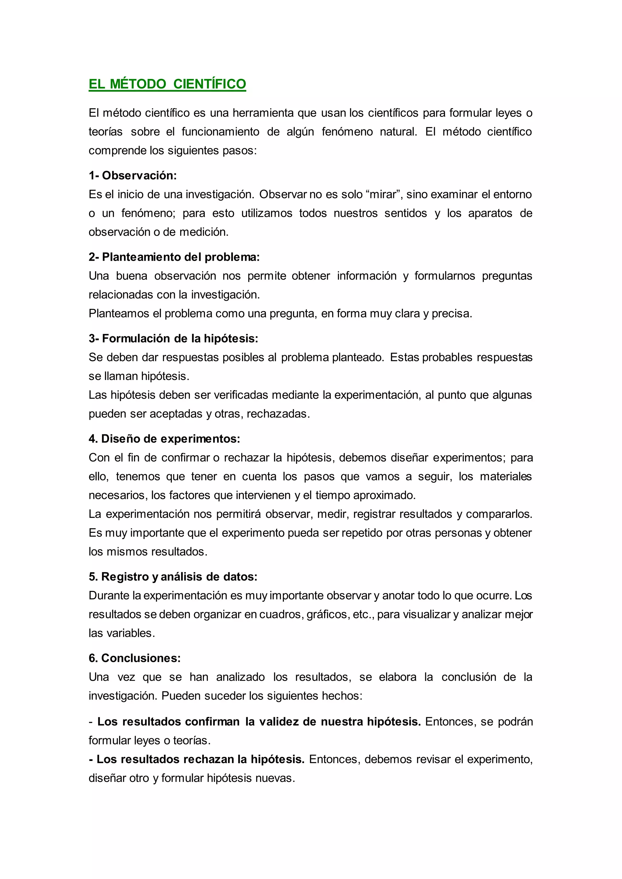 El Método Científico | DOCX | Science