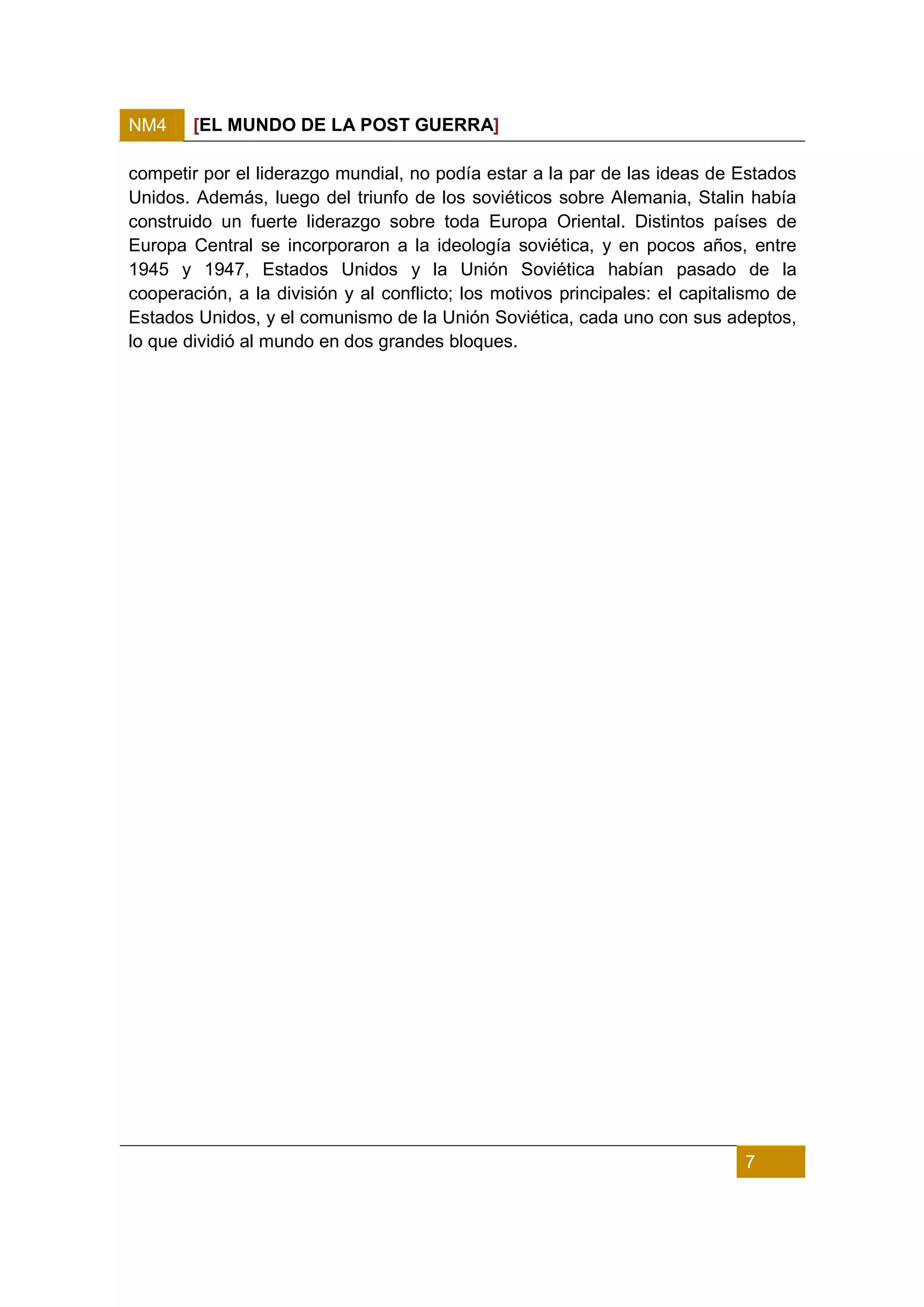 El mundo de la post guerra | PDF