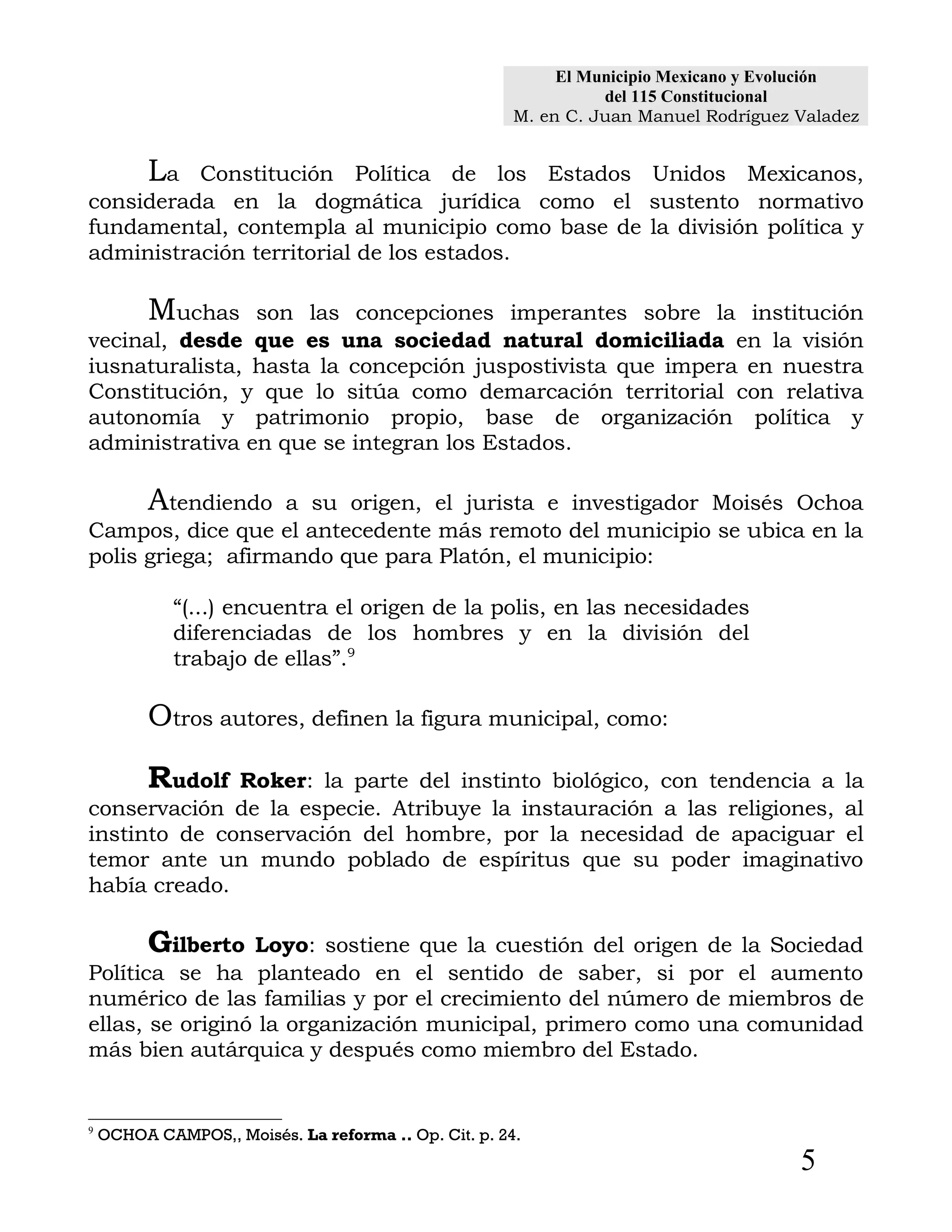 El Municipio Mexicano y Evolución del Articulo 115 Constitucional | DOC