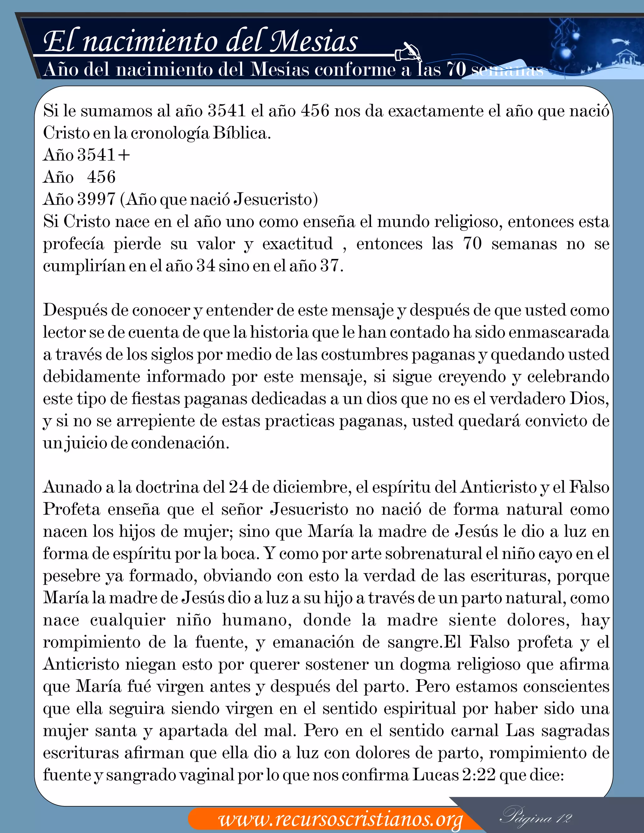 El nacimiento del Mesías conforme a las Sagradas Escrituras | PDF