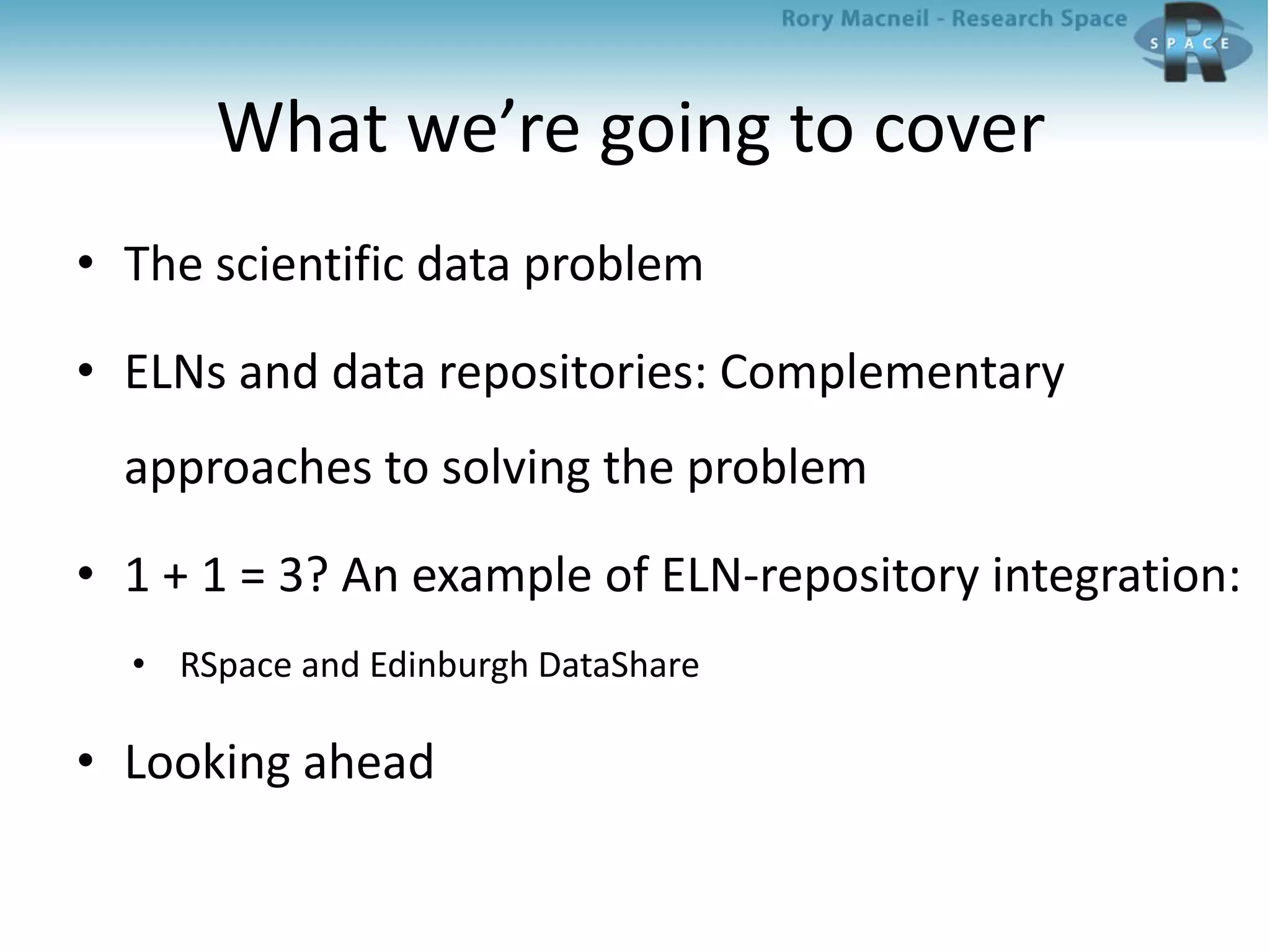 Integrating an electronic lab notebook with a data repository; American ...