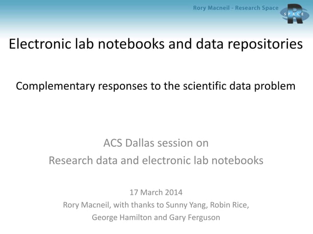 Integrating an electronic lab notebook with a data repository; American ...