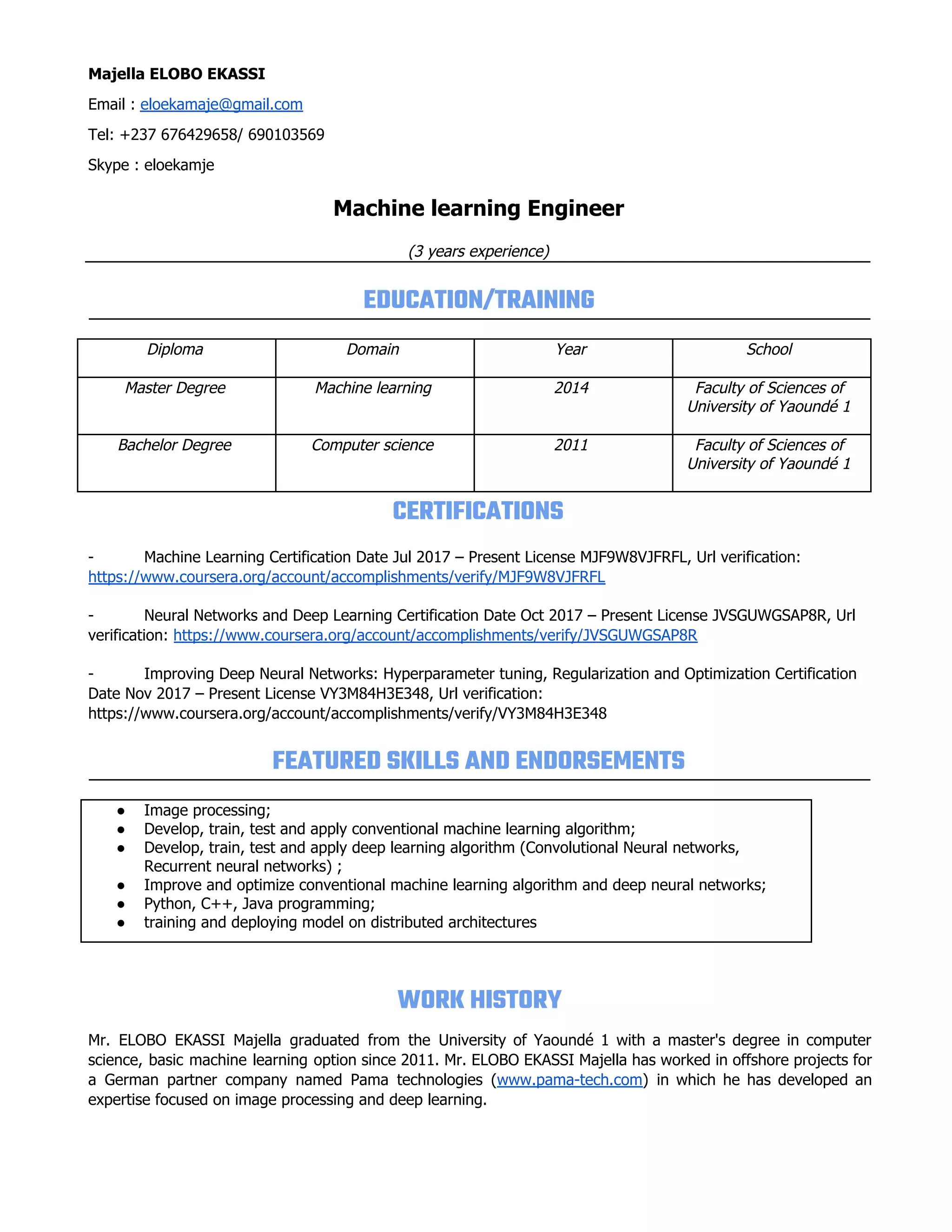 CV machine learning freelancer | PDF