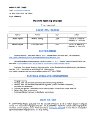 CV machine learning freelancer | PDF