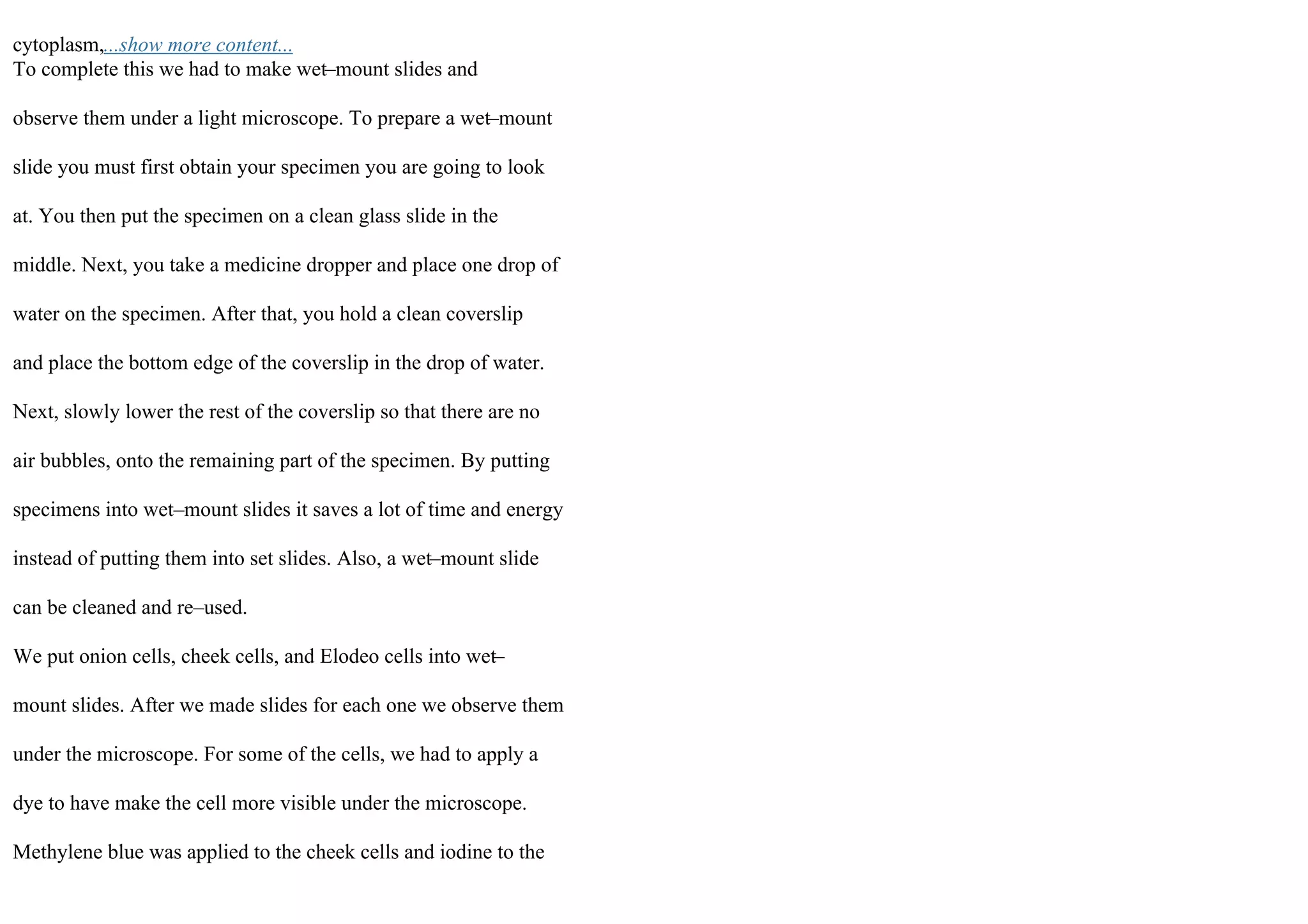 Elodea Plant Cell Structure | PDF