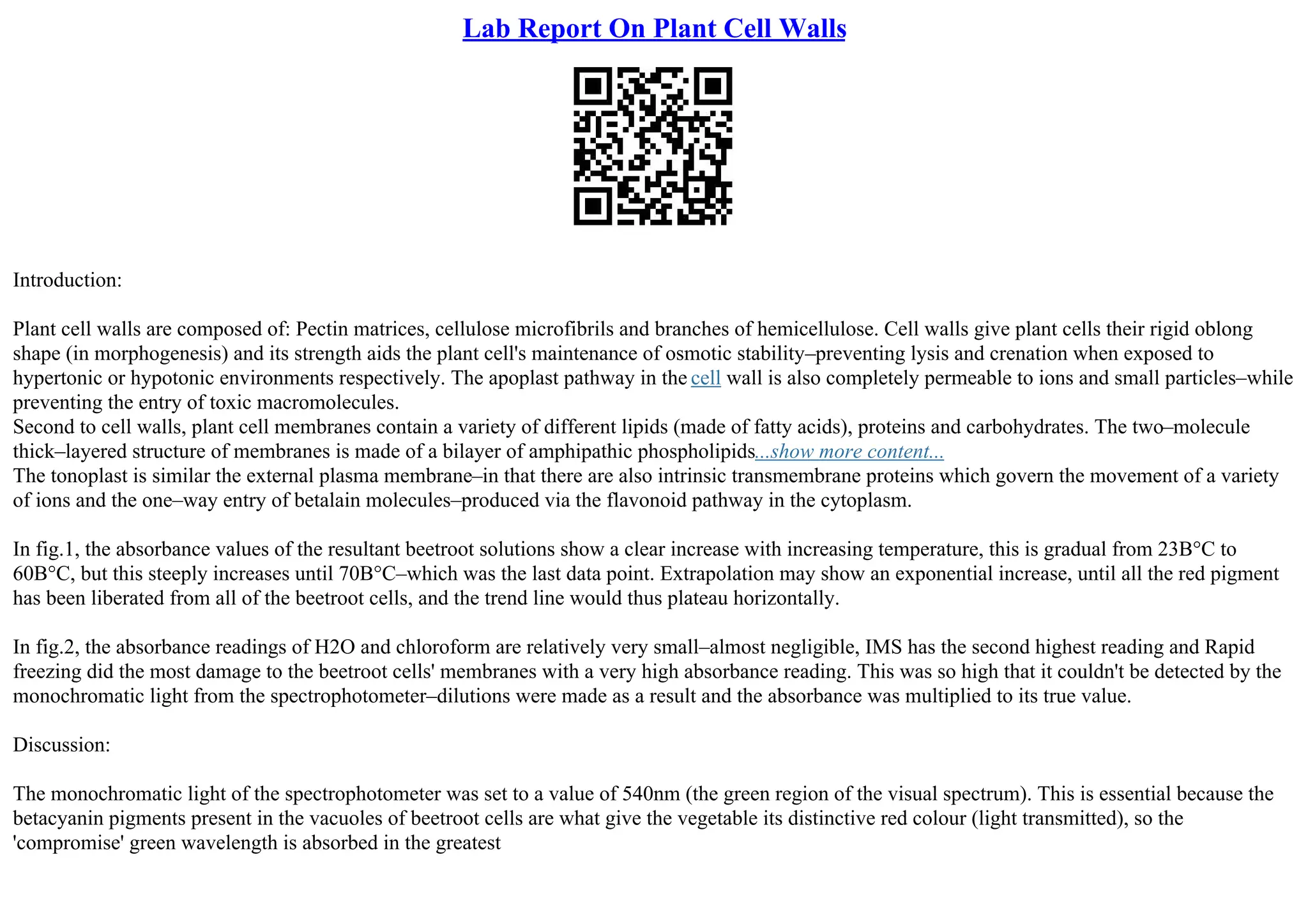 Elodea Plant Cell Structure | PDF