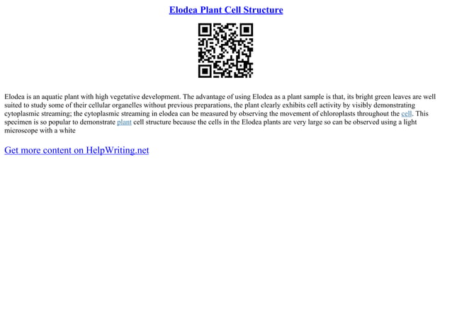 Elodea Plant Cell Structure | PDF | Biological Sciences | Science