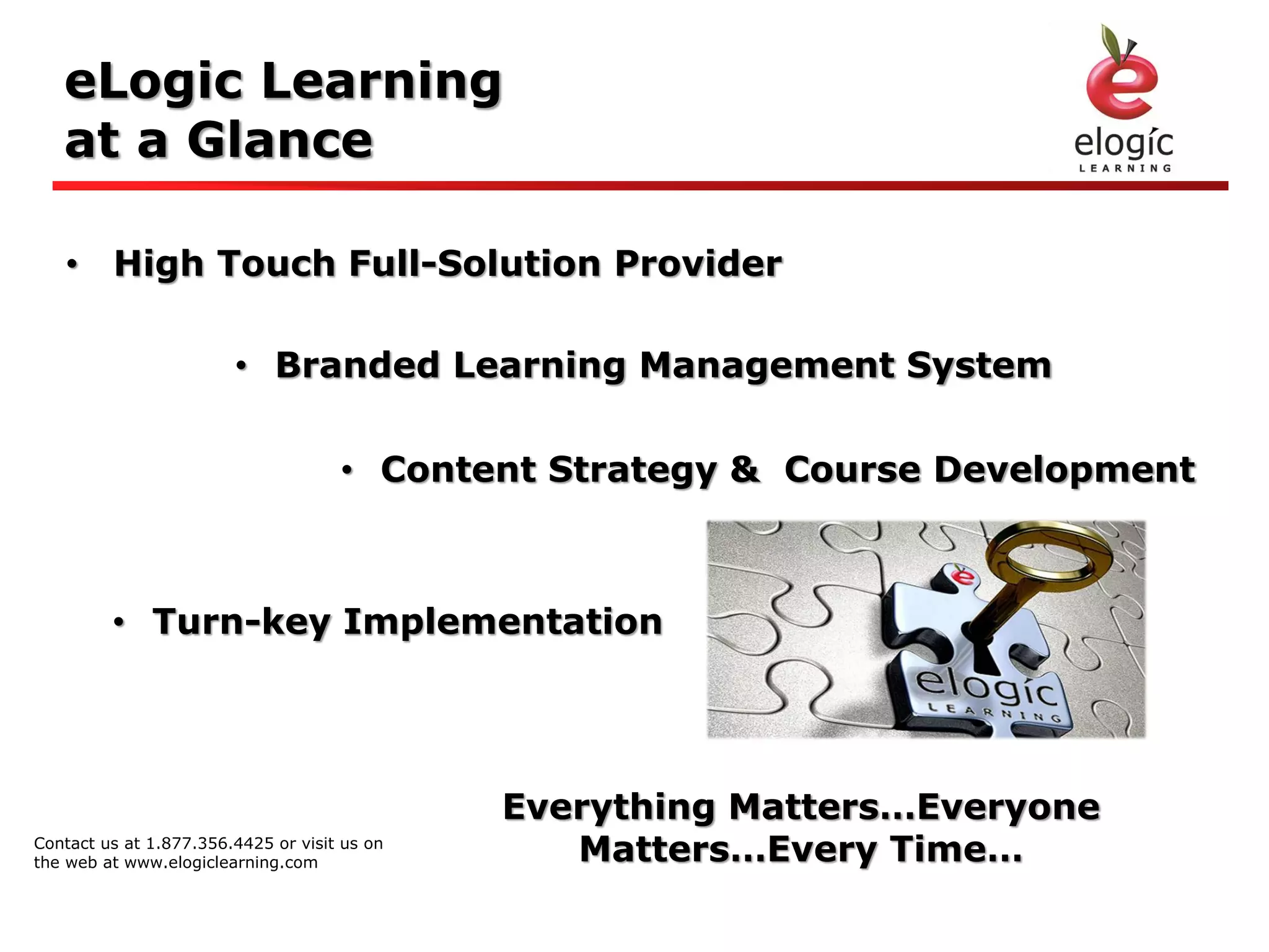 eLogic Learning's Company Description | PPT | Free Download