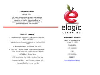 eLogic Learning's Company Description | PPT | Free Download