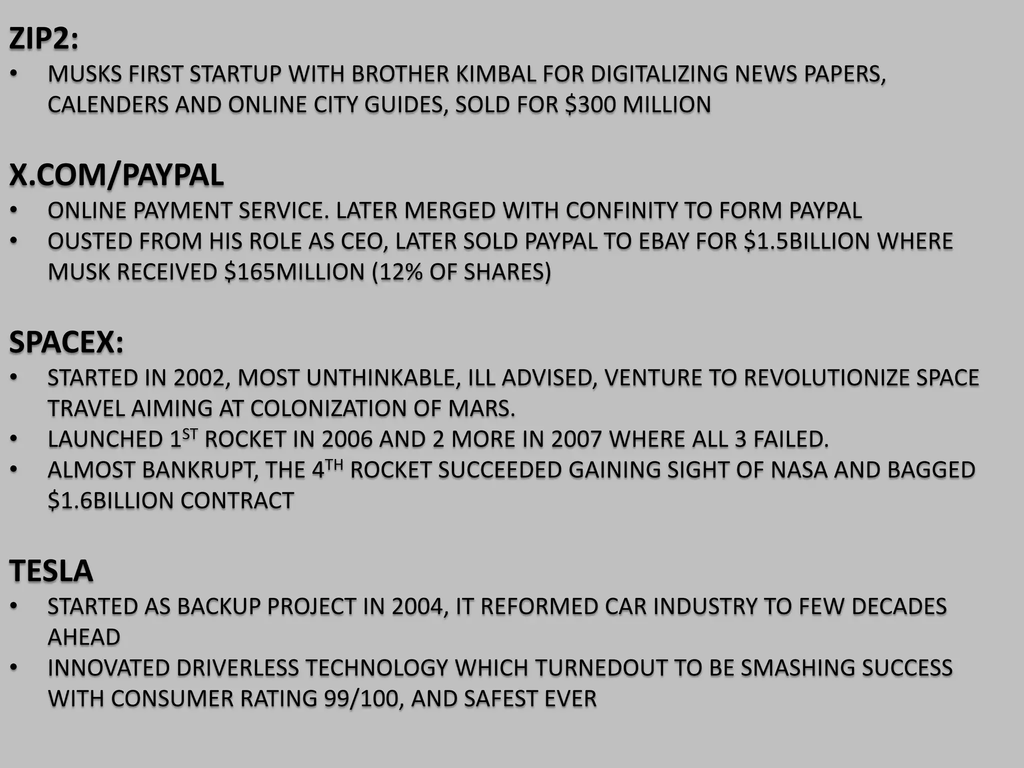 Elon musk History, Life lessons, Management Principles | PPTX