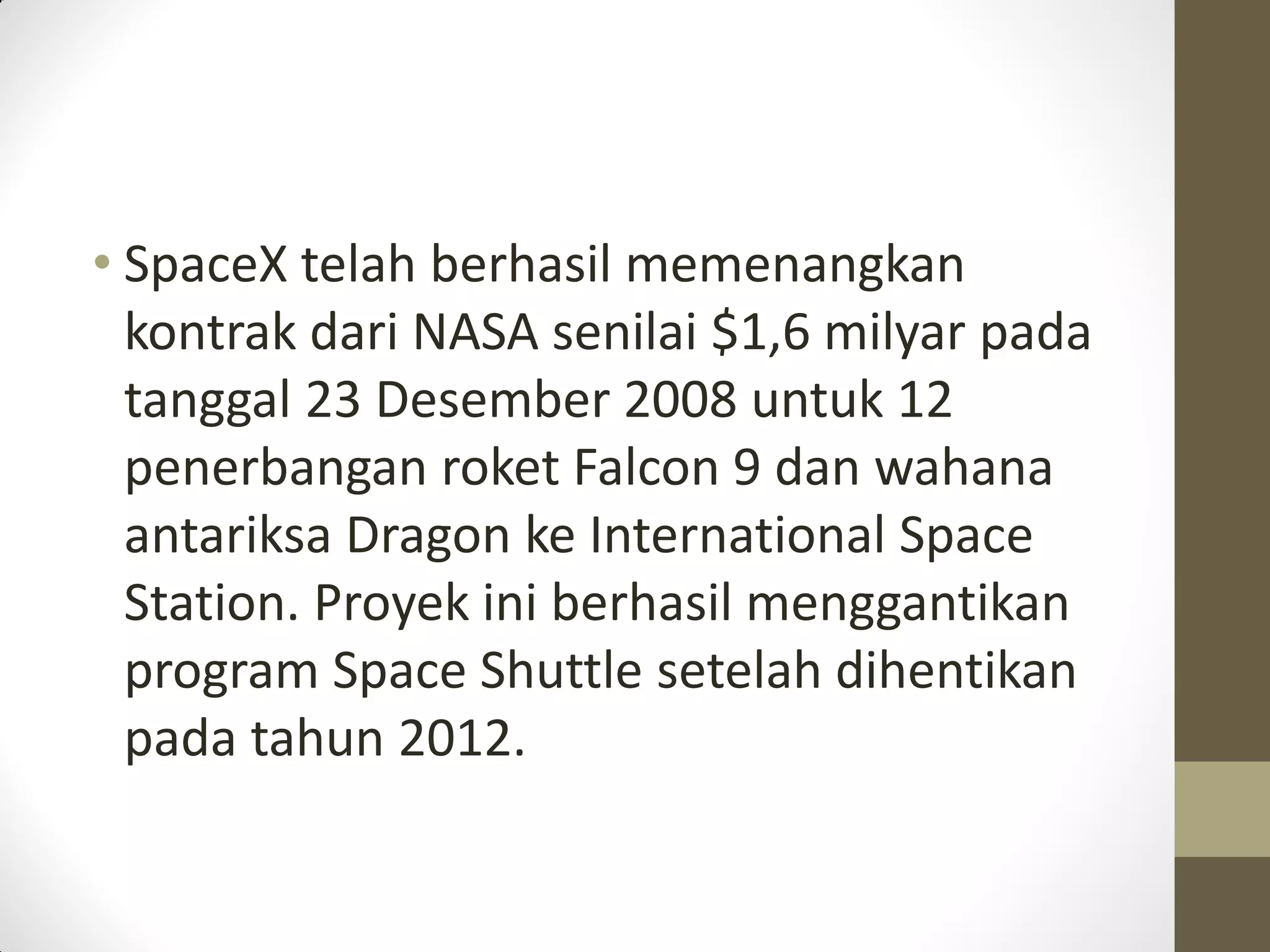 Elon musk dan wahana antariksa space x | PPT