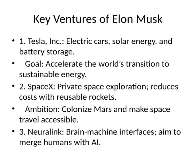 Elon_Musk_Presentation.pptx entrepreneurship development | PPT