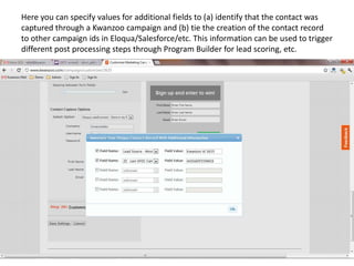 Eloqua configuration for kwanzoo lead form campaigns | PPT