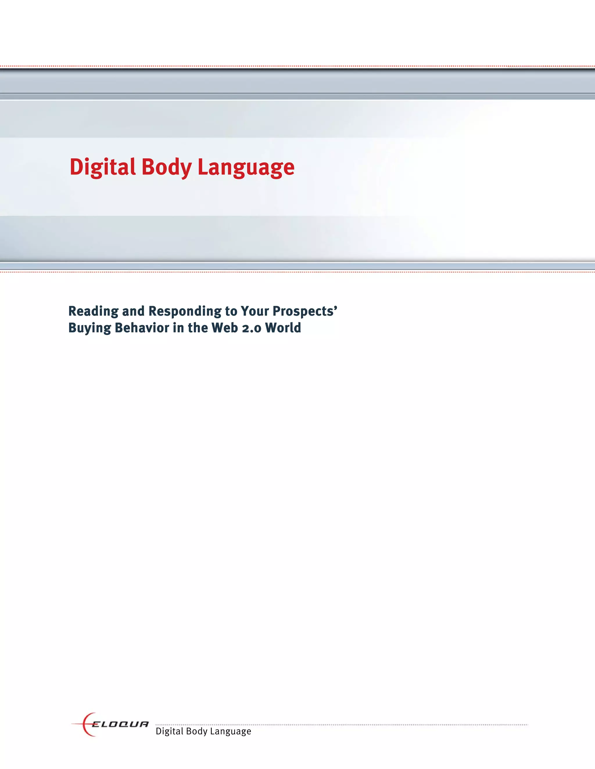 Eloqua Digital Body Language | PDF | Internet | Computing