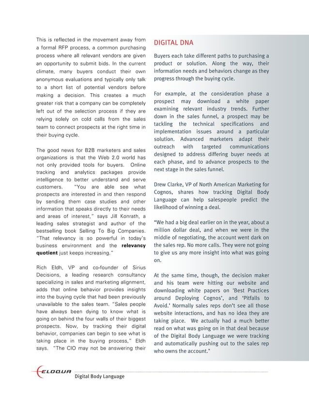 Eloqua Digital Body Language | PDF | Internet | Computing