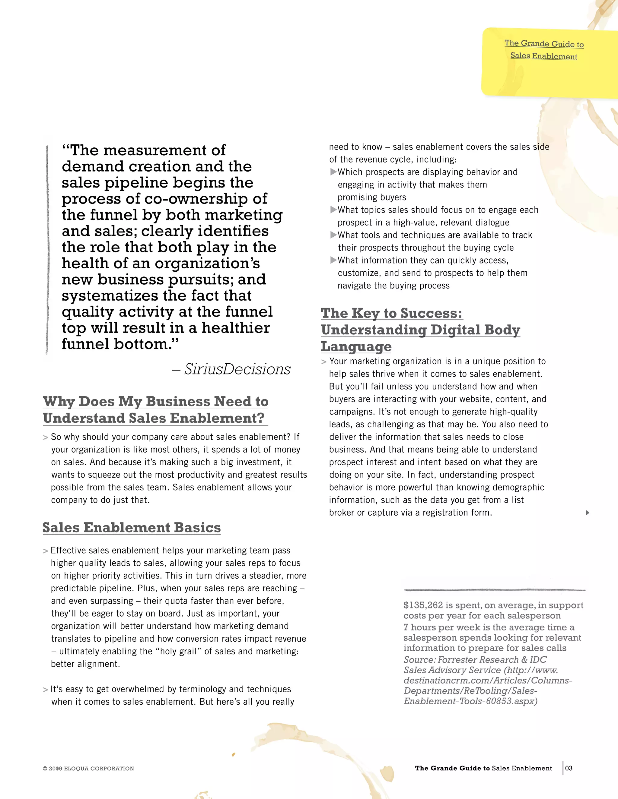 Eloqua Grande Guide to Sales Enablement | PDF | Sales | Business