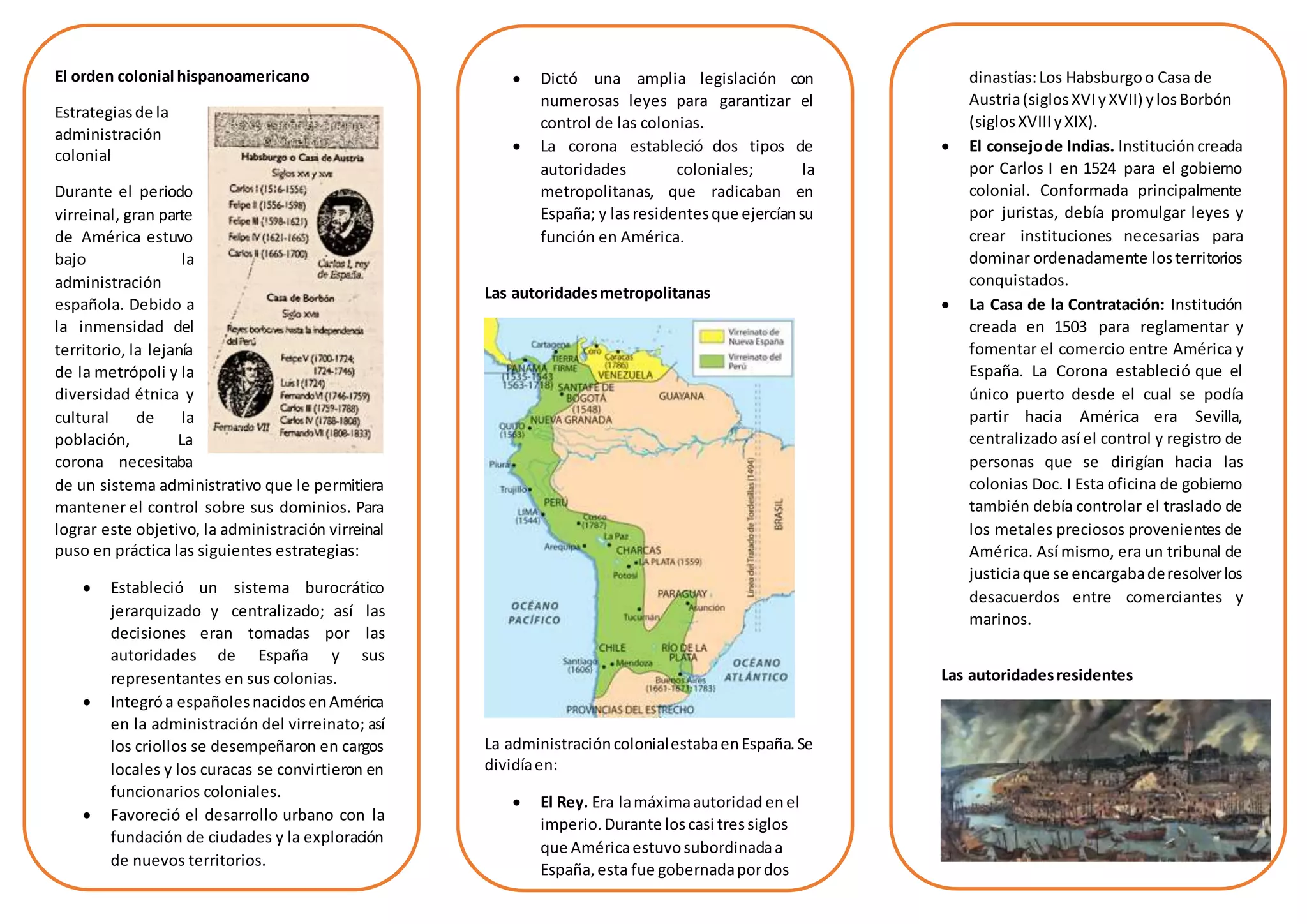 El orden colonial hispanoamericano triptico | DOCX | South America ...