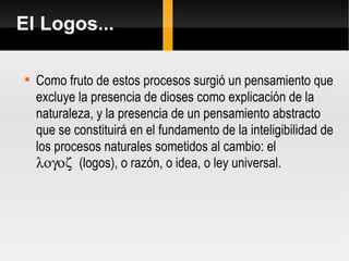 El origen de la Filosofía y el Paso del Mito al Logos | PPT