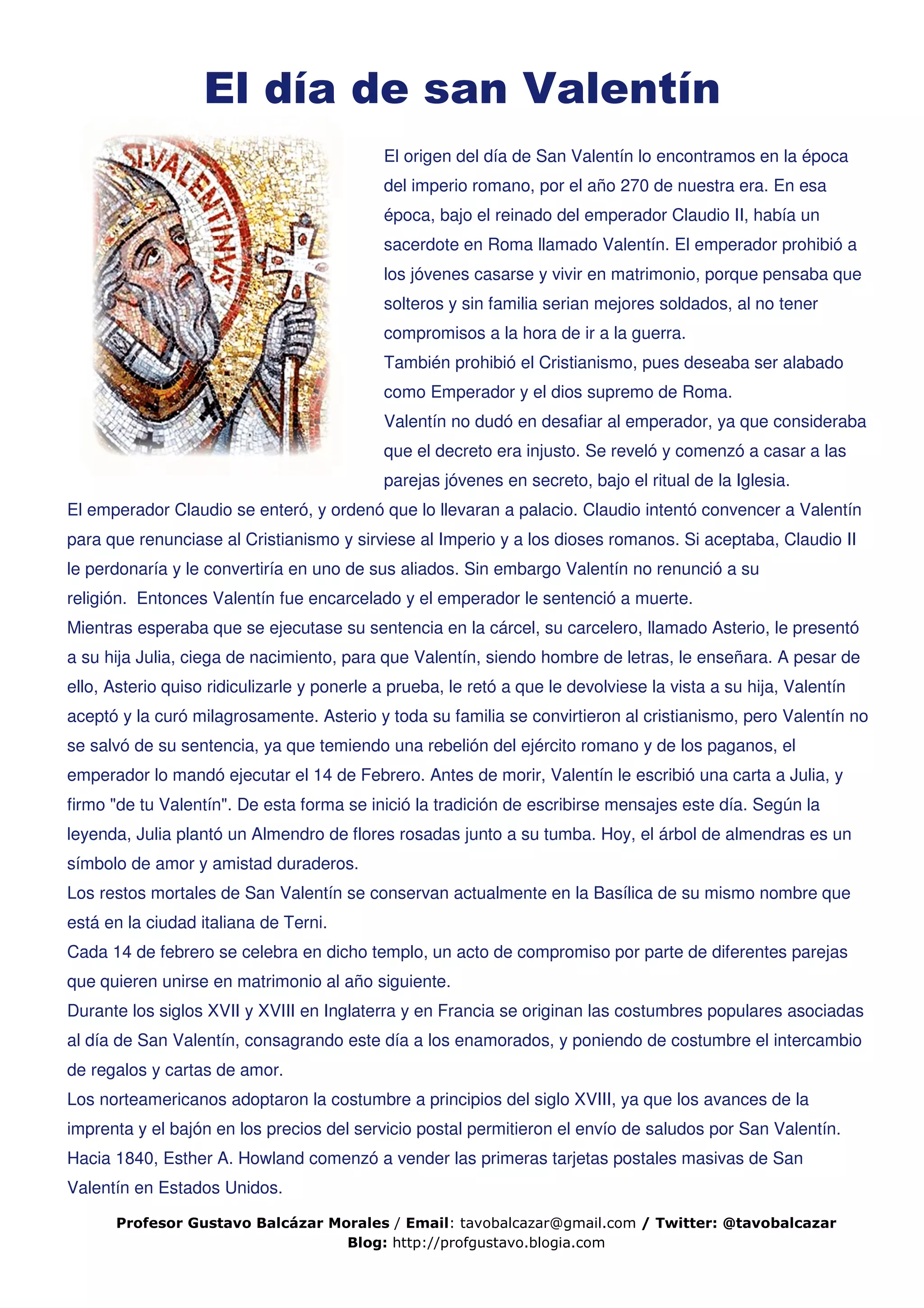 El origen del día de san valentín | PDF