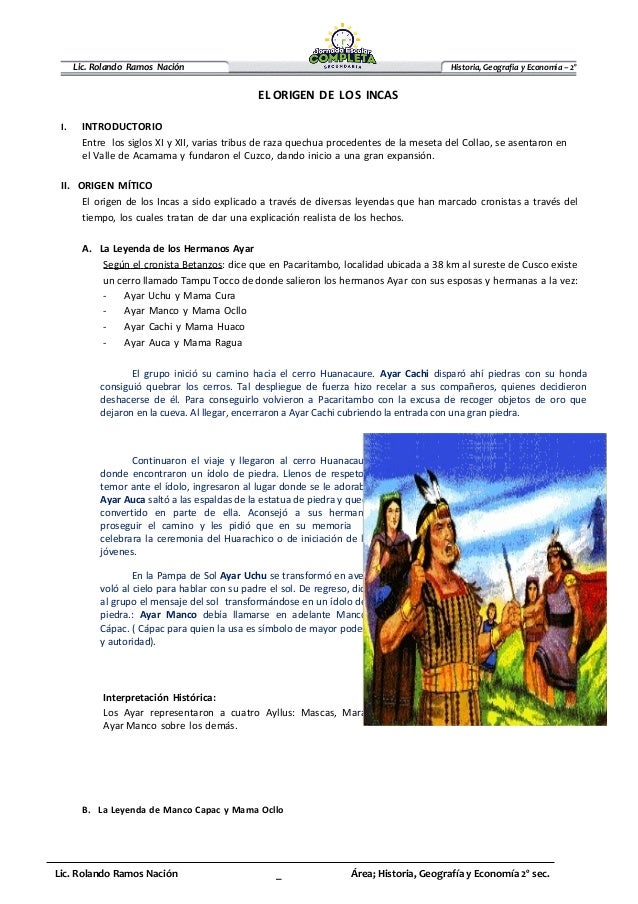 Leyendas Del Origen De Los Incas Para Primer Grado De Primaria – UWNF