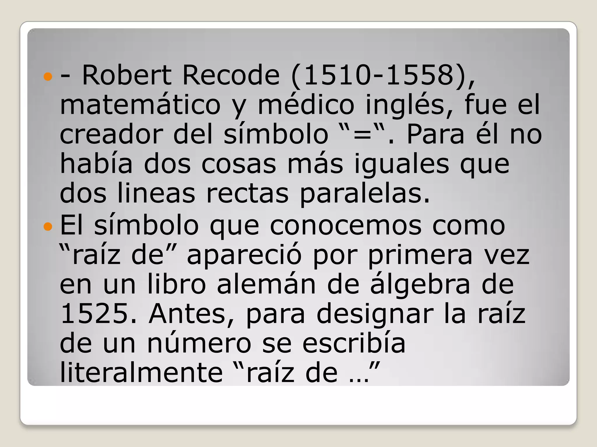 El origen de los símbolos matemáticos | PPT