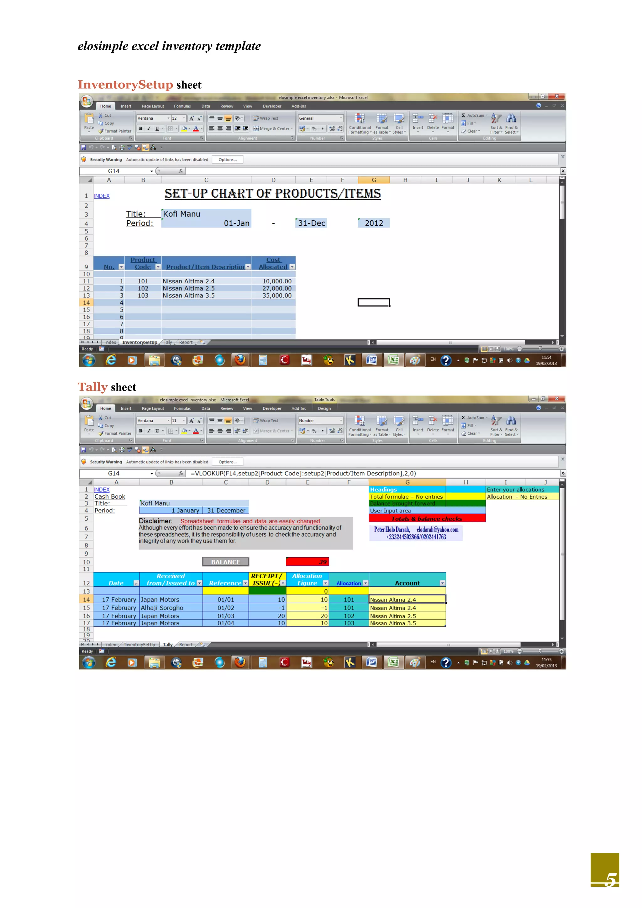 Elosimple excel inventory | PDF
