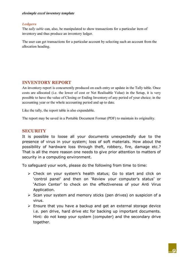 Elosimple excel inventory | PDF