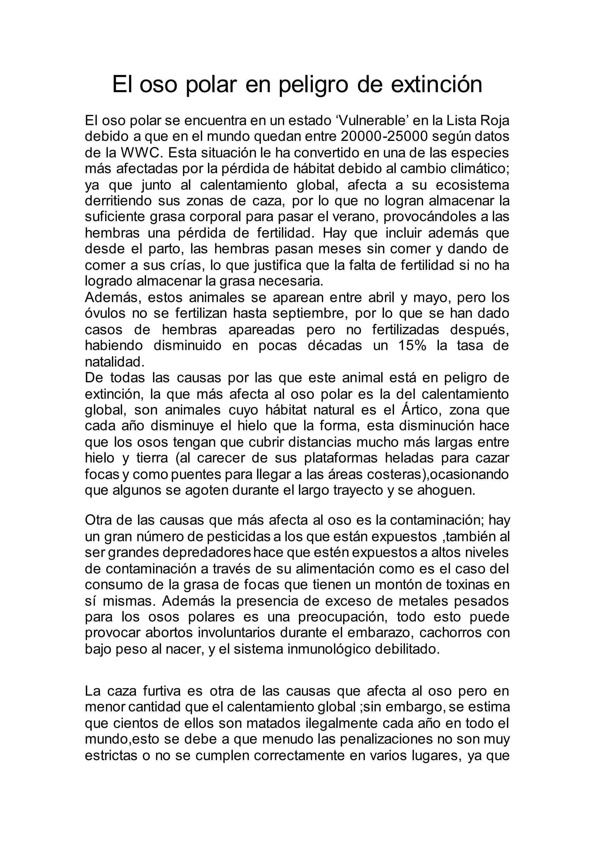 El oso polar en peligro de extinción1 | DOCX