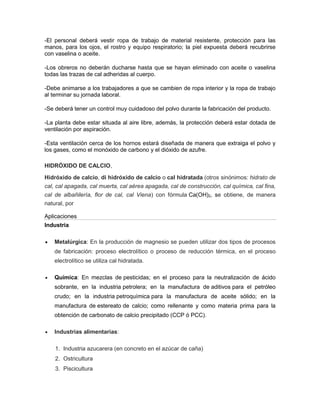 El oxido de calcio o cal viva | DOCX