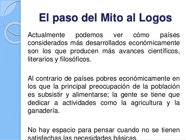 El Paso del Mito al Logos