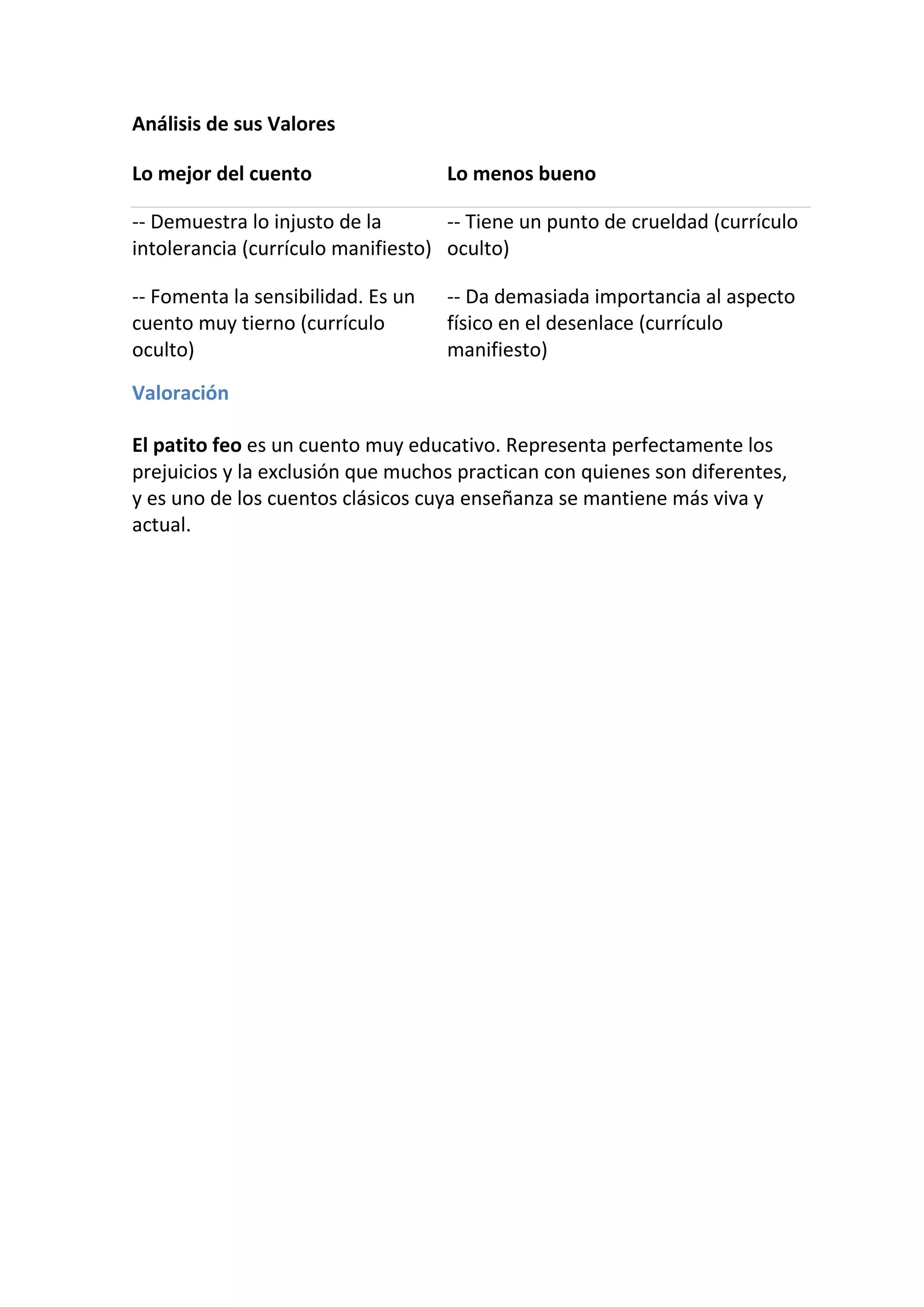 El patito feo educacion y sociedad | DOCX