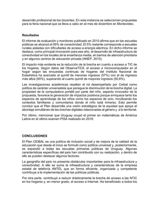 El plan ceibal, una estrategia para disminuir la brecha digital | PDF