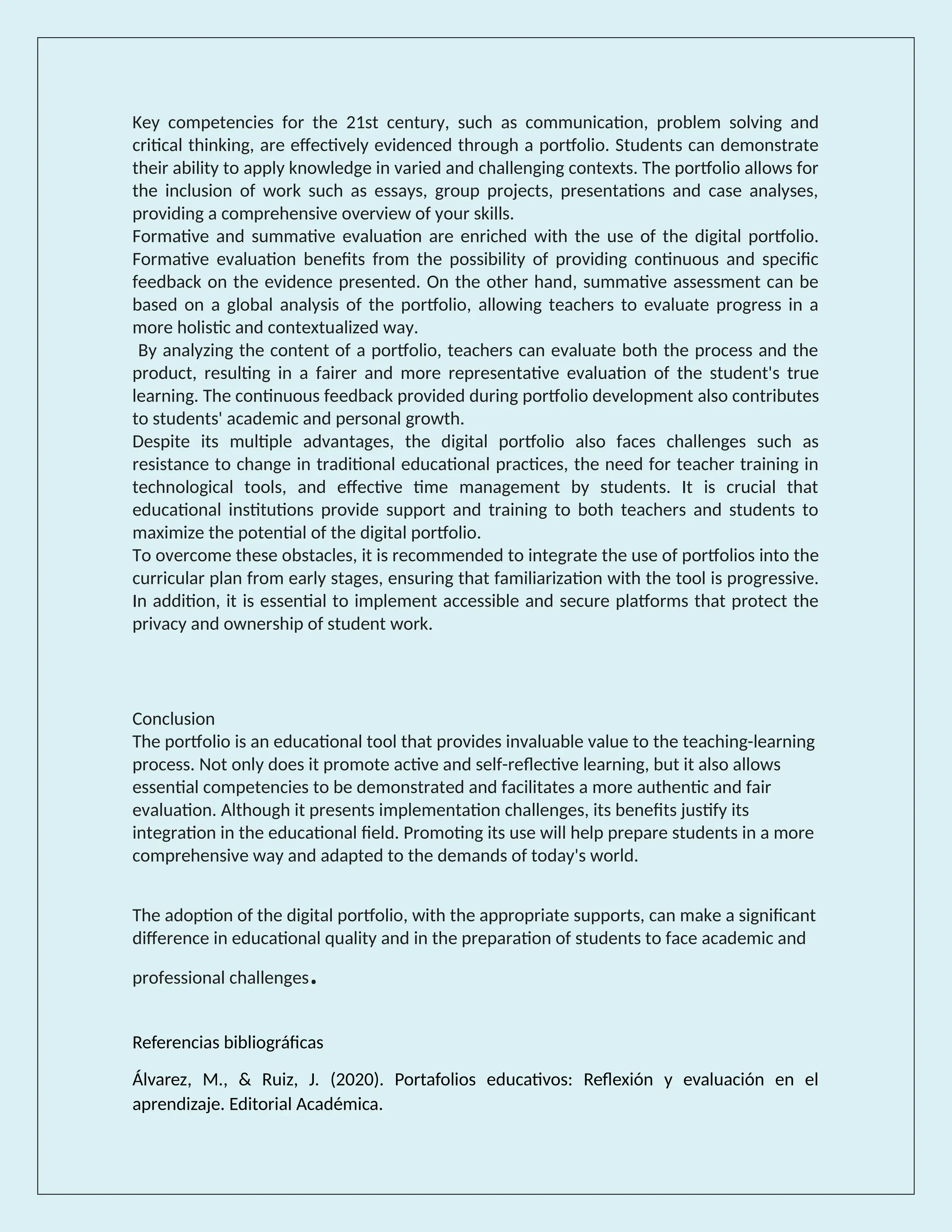 The Portfolio: A Comprehensive Tool for Learning, Skill Development and ...