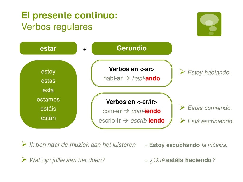 El presente continuo/gerundio: formación & uso
