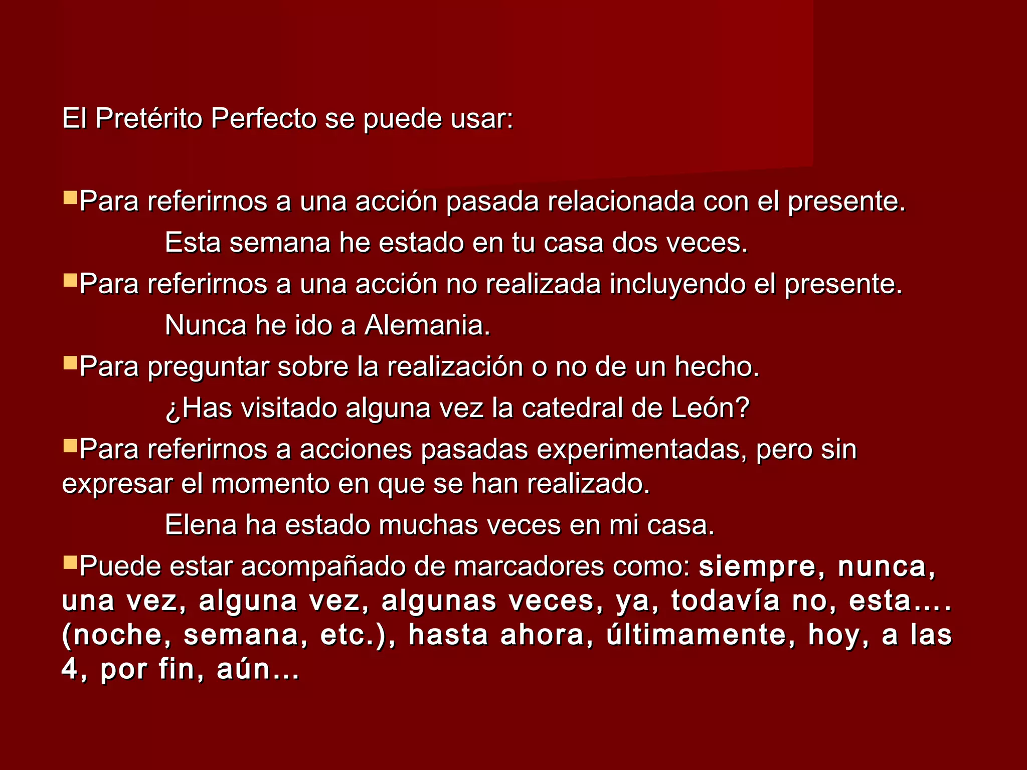 El pretérito perfecto | PPT