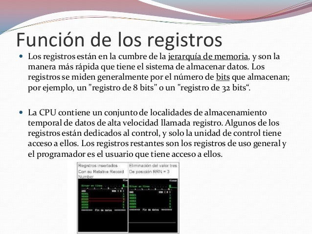 El procesador y sus registros internos