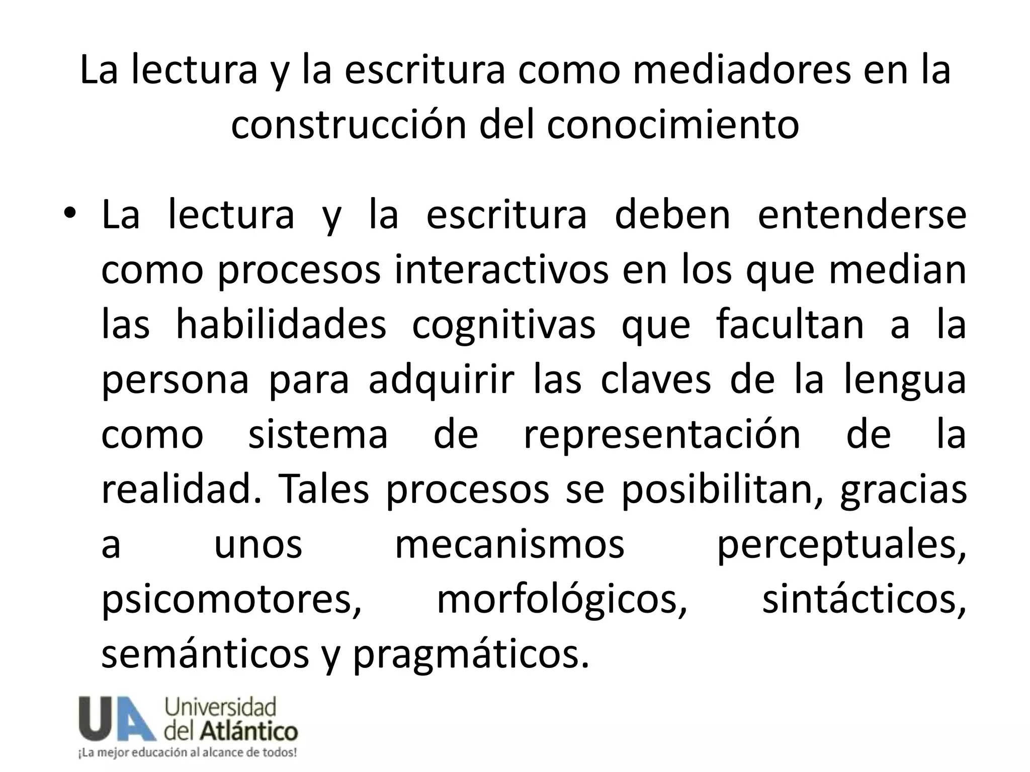 El proceso de adquisición de la lengua escrita | PPT