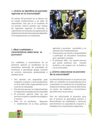 El promotor agricola en procesos de desarrollo comunitario | PDF