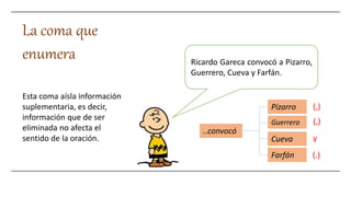Todo sobre el punto seguido y la coma que usurpa su función | PPTX