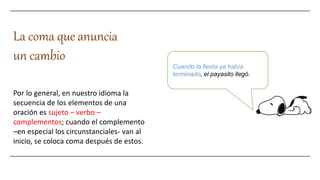 Todo sobre el punto seguido y la coma que usurpa su función | PPTX