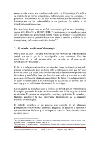 El qué hacer de la Criminología científica. Ampliando el horizonte. | PDF