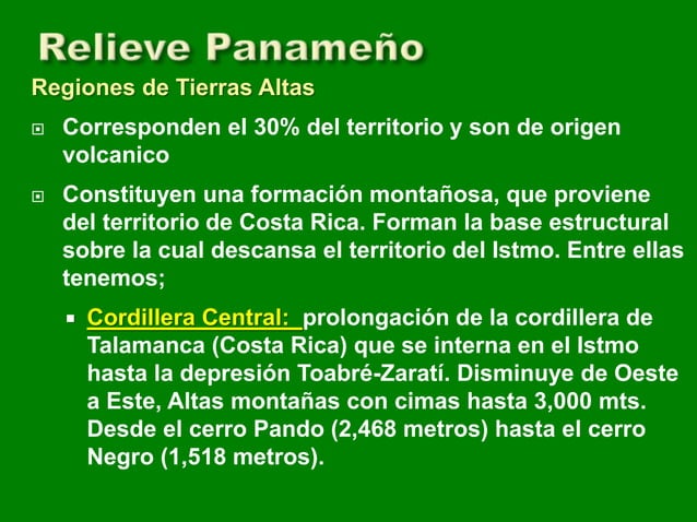 El relieve panameño | PPT
