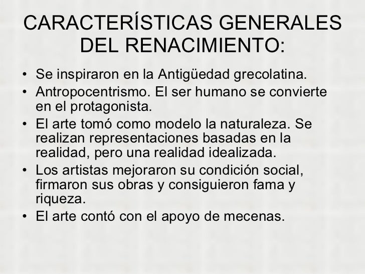 Caracteristicas Del Renacimiento