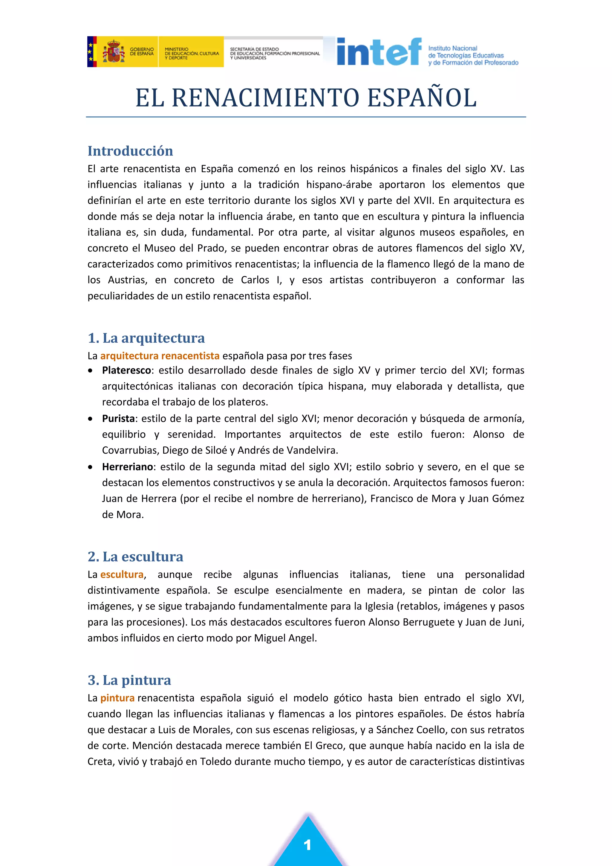 El renacimiento español (2º ESO) | PDF