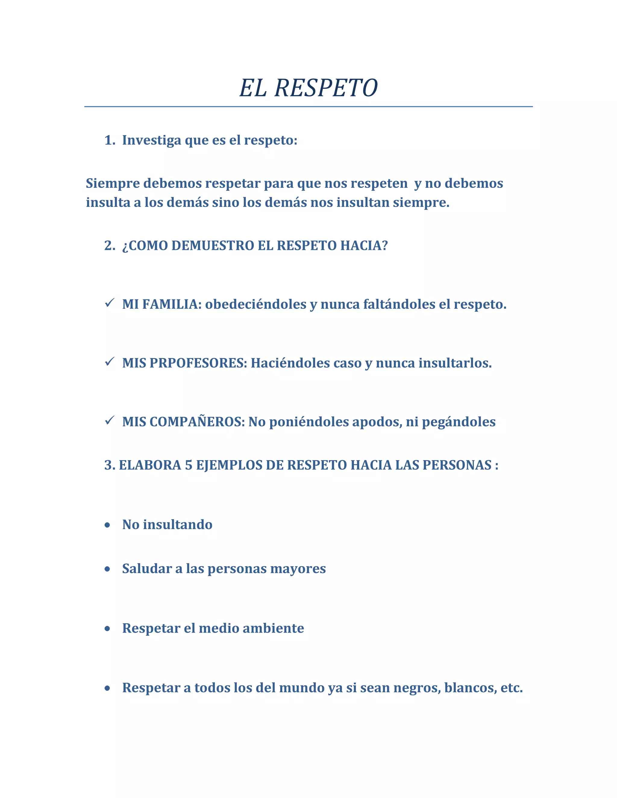 El respeto | DOCX