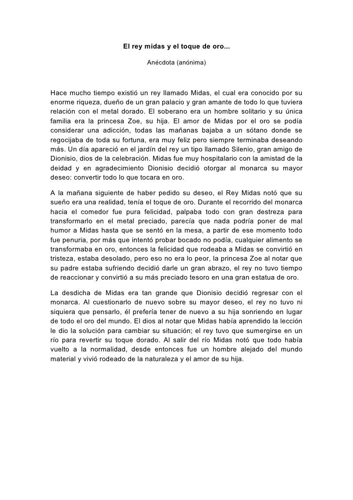 El rey Midas y el toque de oro