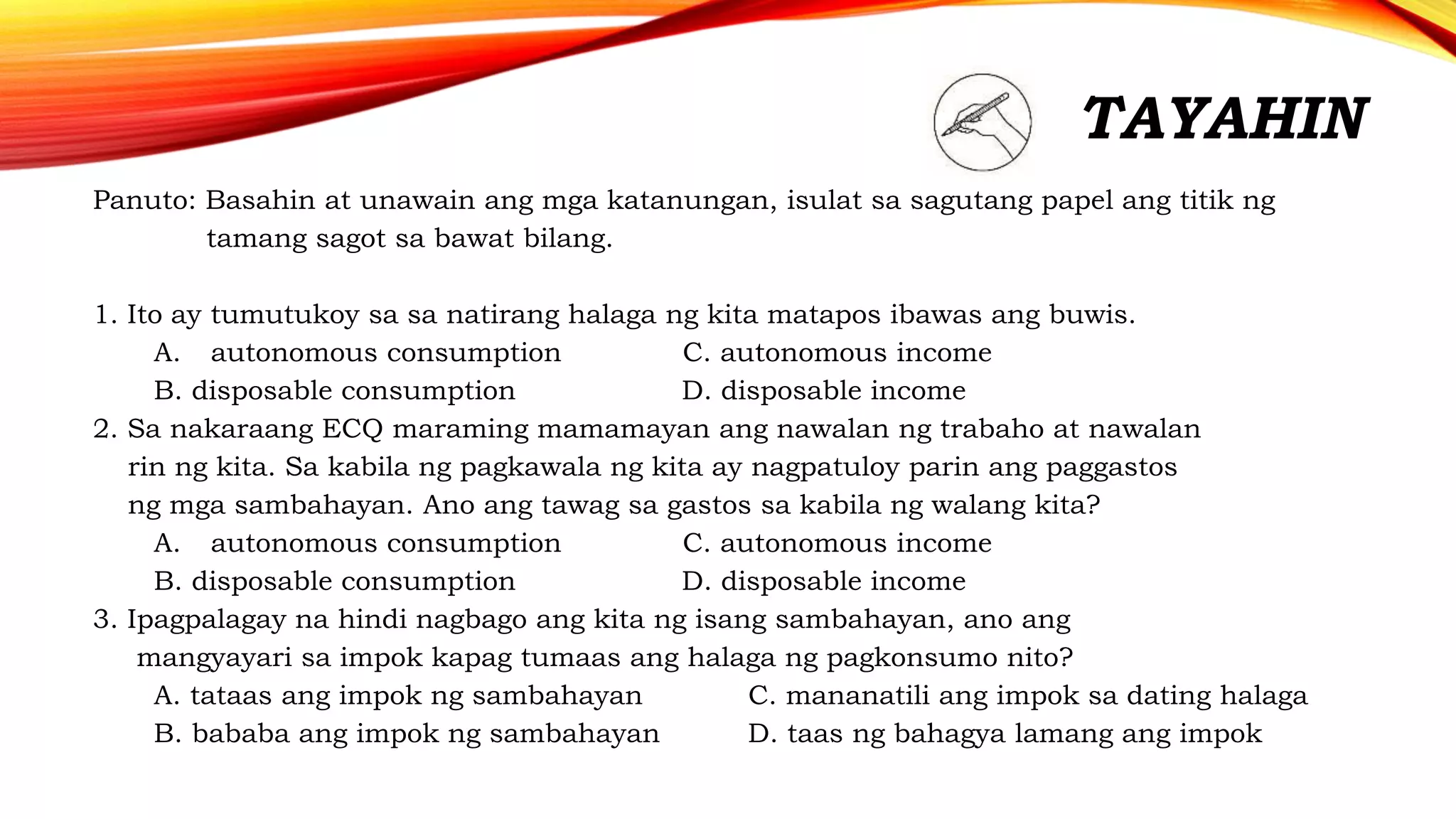 Ikatlong Markahan – Modyul 3: Ugnayan ng Kita, Pagkonsumo at Impok | PPTX